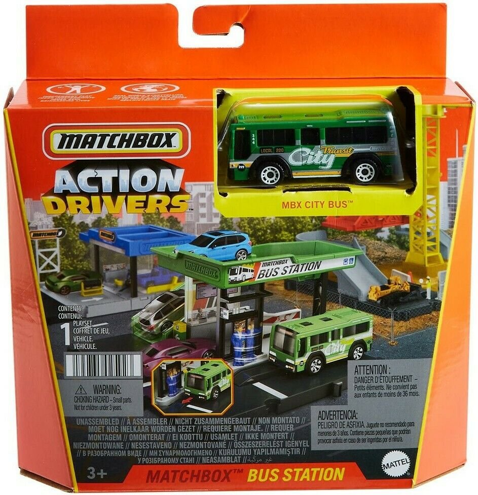 DIORAMA Matchbox 1:64 Action Drivers Assortment Bus Station With City ...